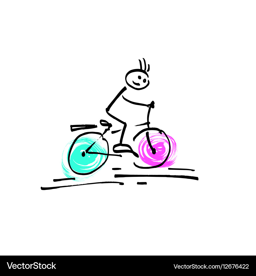 Sketch doodle human stick figure a man riding Vector Image