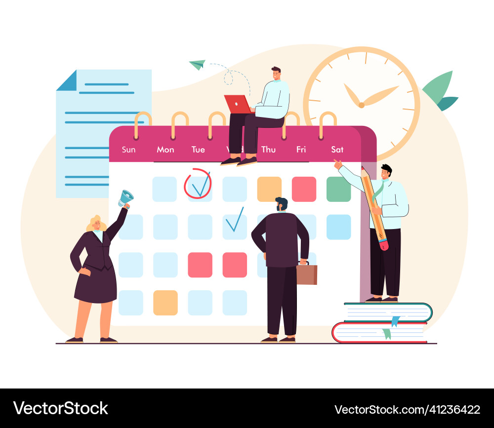 Tiny students and office person in process Vector Image