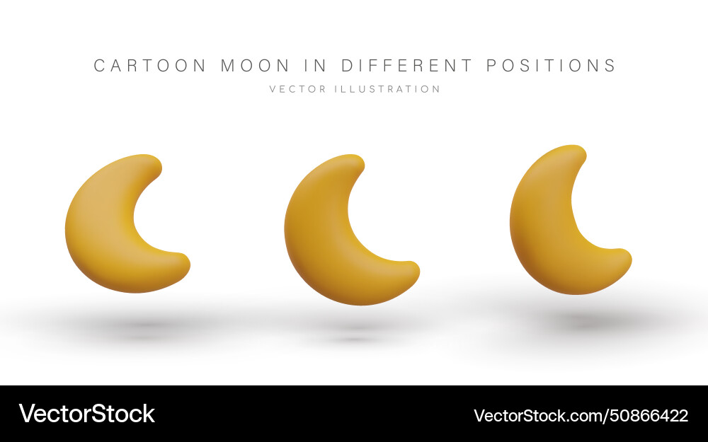 Yellow crescent moon in cartoon style Royalty Free Vector