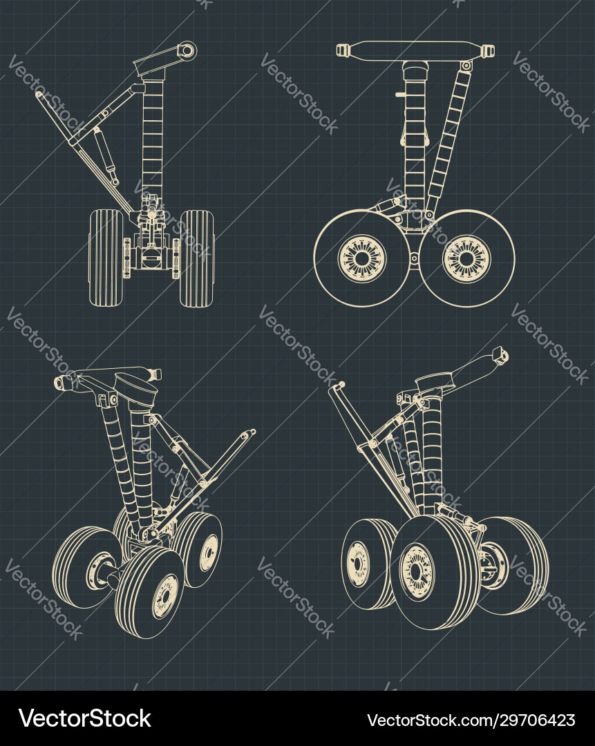 Airplane landing gear drawings Royalty Free Vector Image