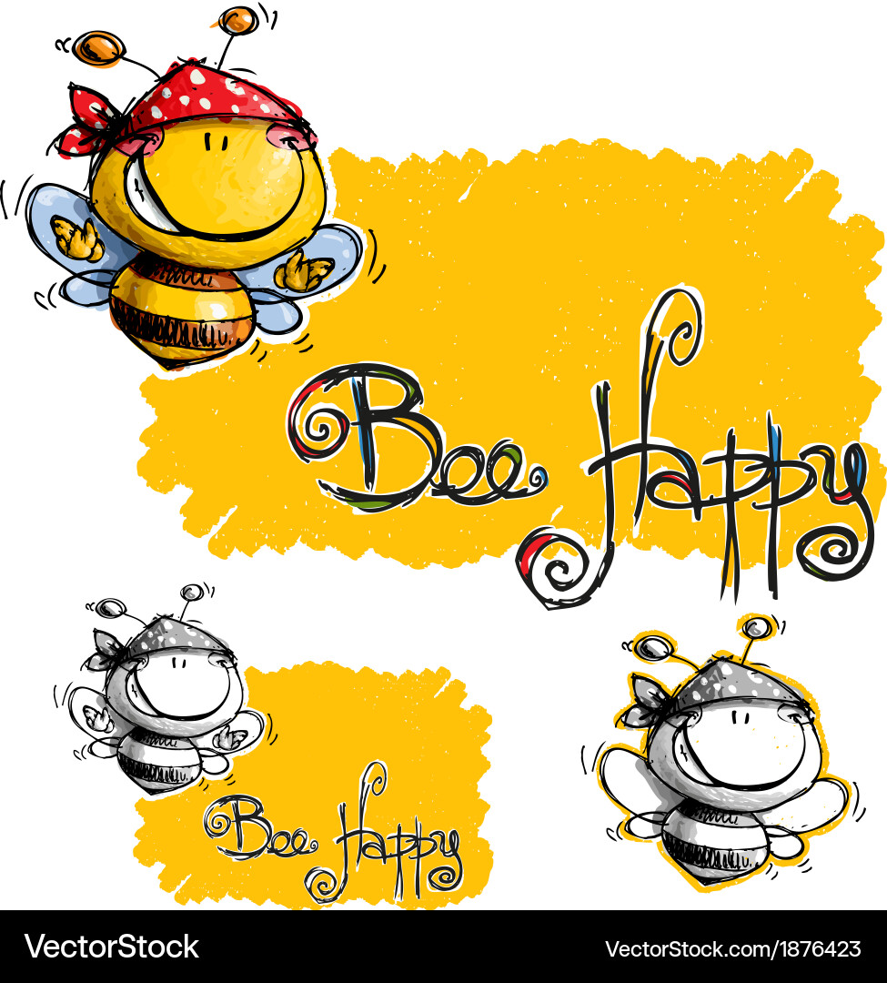Bee happy Royalty Free Vector Image - VectorStock