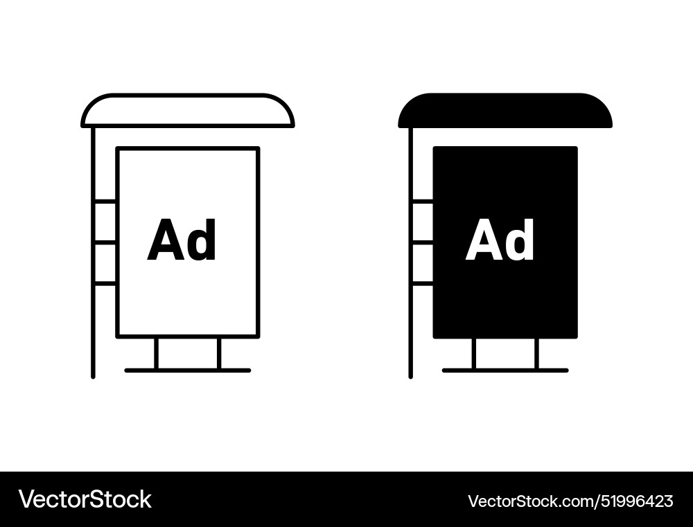 Bus stop shelter ad outline icon collection Vector Image