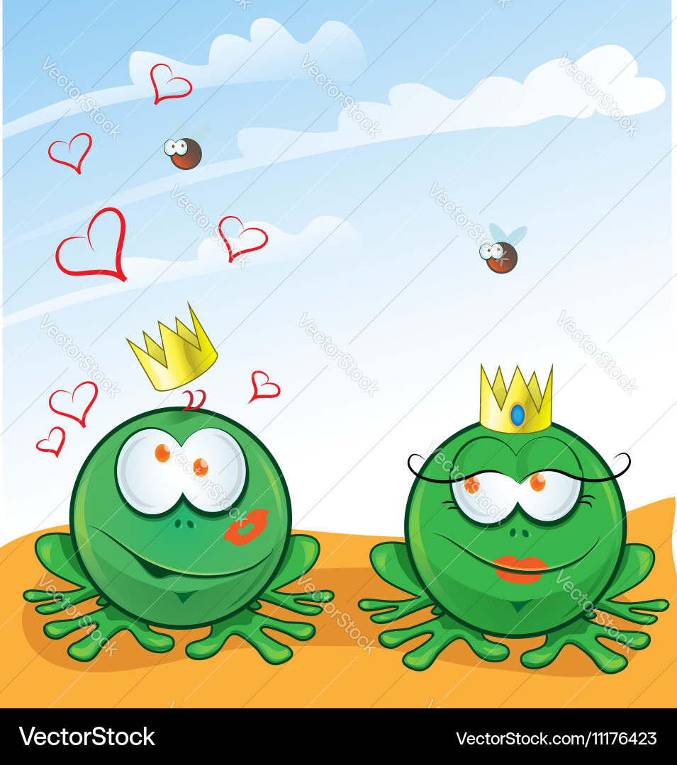 Cute Frog Couple Romance Royalty Free Vector Image