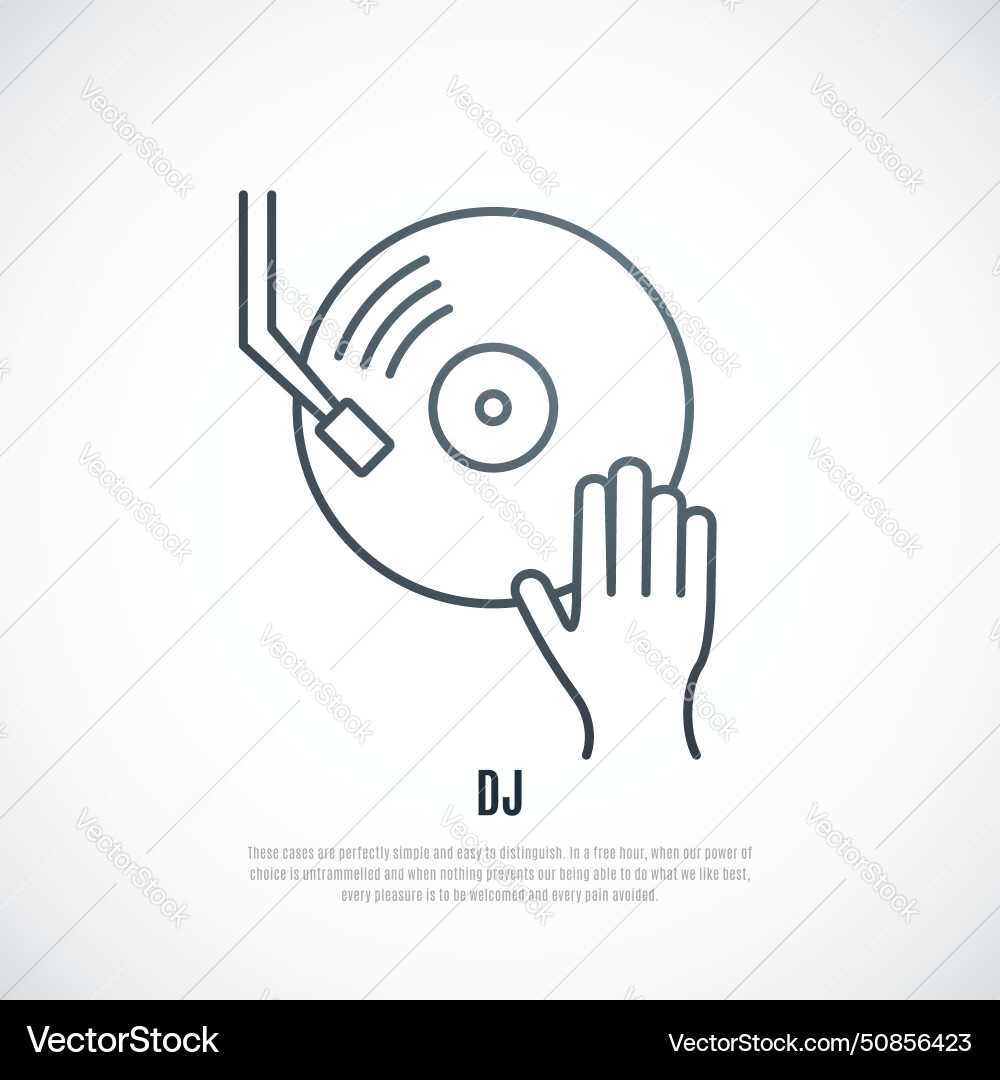 Dj line icon outline of spins Royalty Free Vector Image