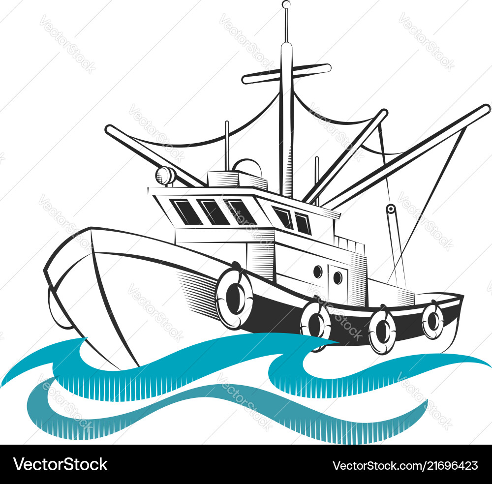 Fishing trawler silhouettes Royalty Free Vector Image