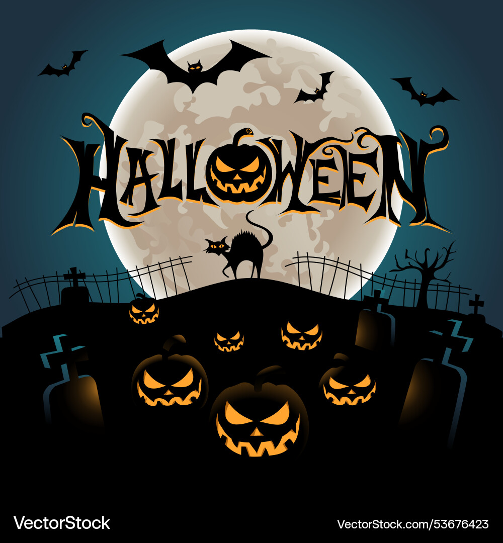 Halloween haunted cemetery Royalty Free Vector Image