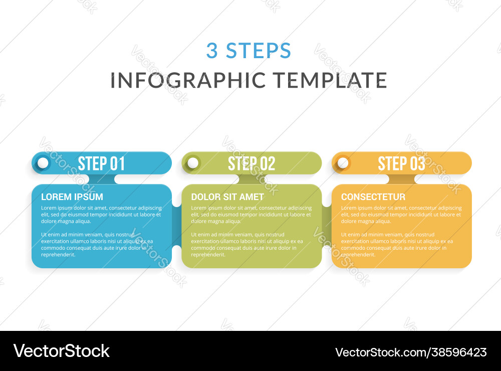 Infographic template with 3 steps Royalty Free Vector Image