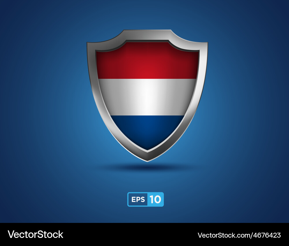 Netherlands shield on the blue background Vector Image