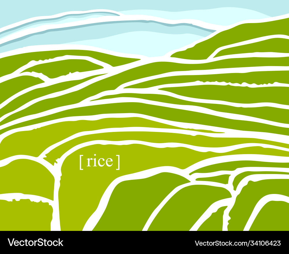 Plantation on cascades field rice title Royalty Free Vector