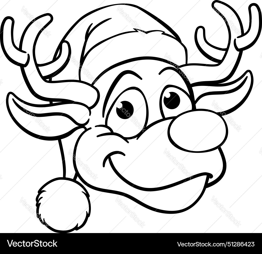 Santa hat christmas reindeer Royalty Free Vector Image
