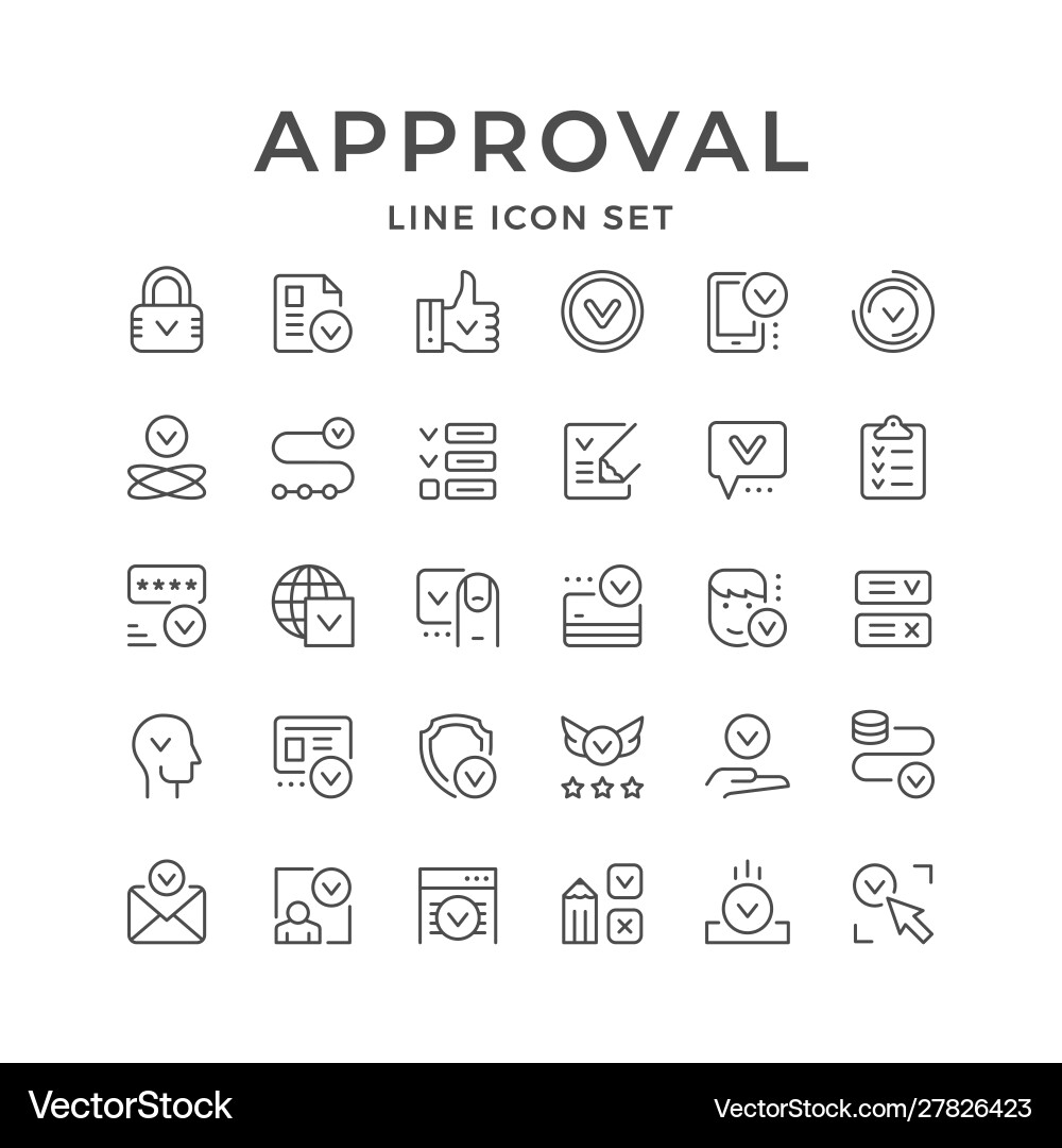 Set line icons approval Royalty Free Vector Image
