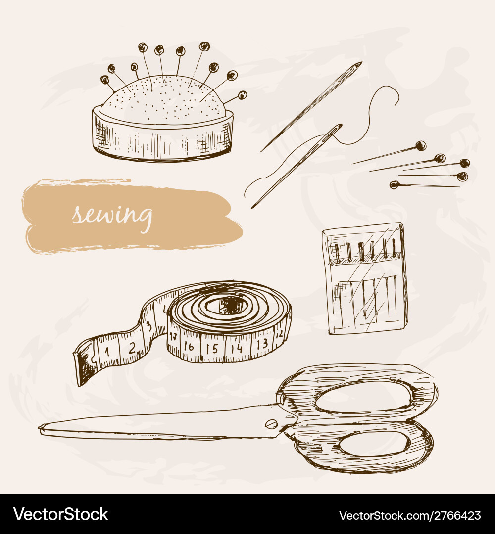 Sewing Supplies Set Royalty Free Vector Image - VectorStock