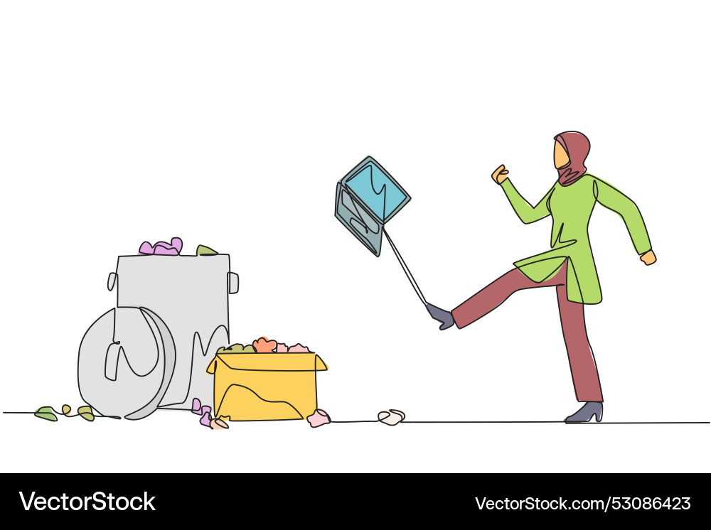 Single continuous line drawing angry arab Vector Image Single continuous line drawing angry arab Vector Image