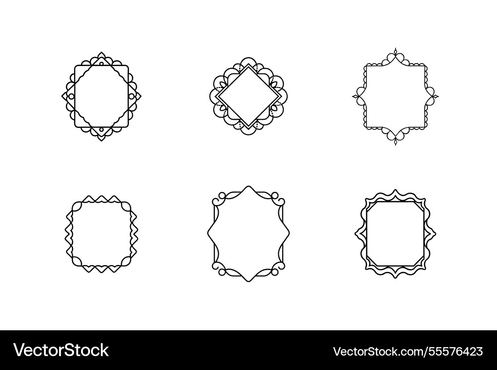 Square lace frame set Royalty Free Vector Image