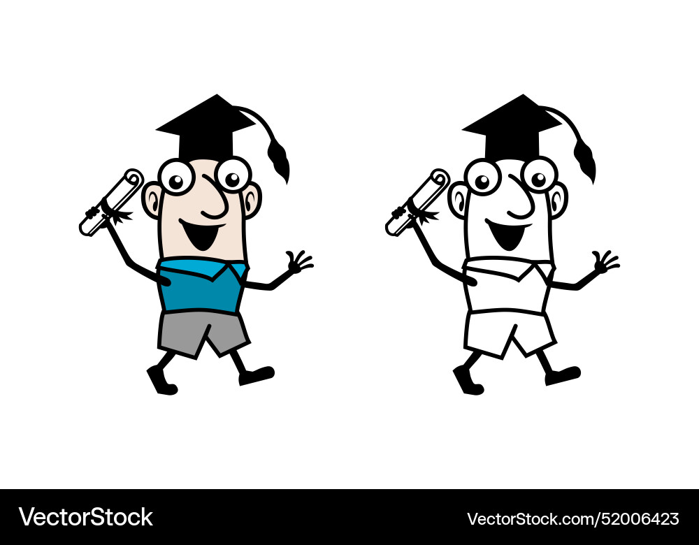 Student doodle cartoon character design Royalty Free Vector