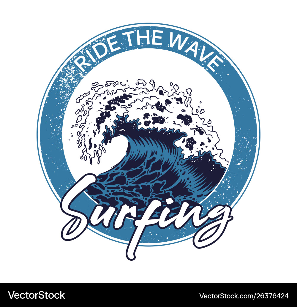 Big ocean sea blue tsunami wave Royalty Free Vector Image