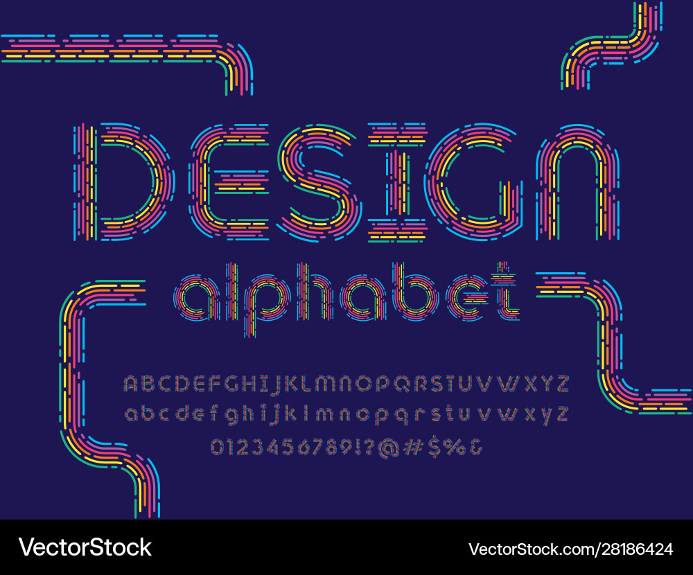 Color line font Royalty Free Vector Image - VectorStock