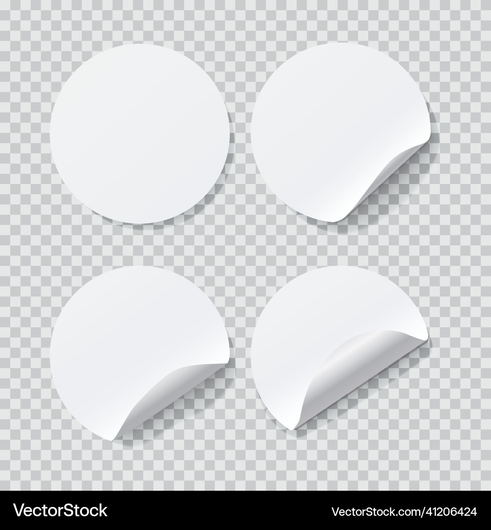 Paper round sticker with peeling corner and shadow