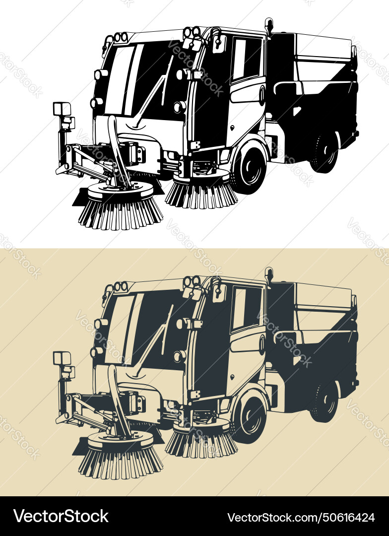 Street sweeper truck Royalty Free Vector Image