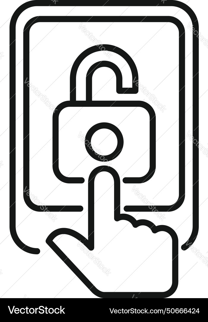 Unlock device registration icon outline Royalty Free Vector