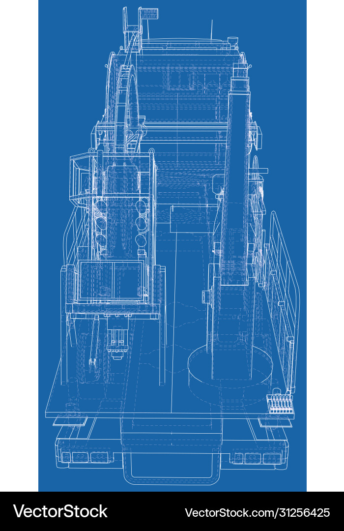 Coiled tubing unit machine the layers visible Vector Image