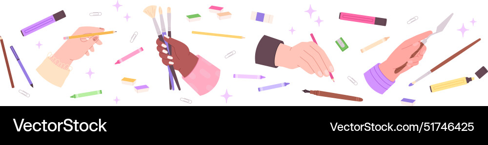 Creative painter art process background hands Vector Image