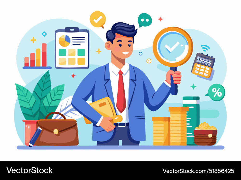 Finance expert mastering business analytics Vector Image