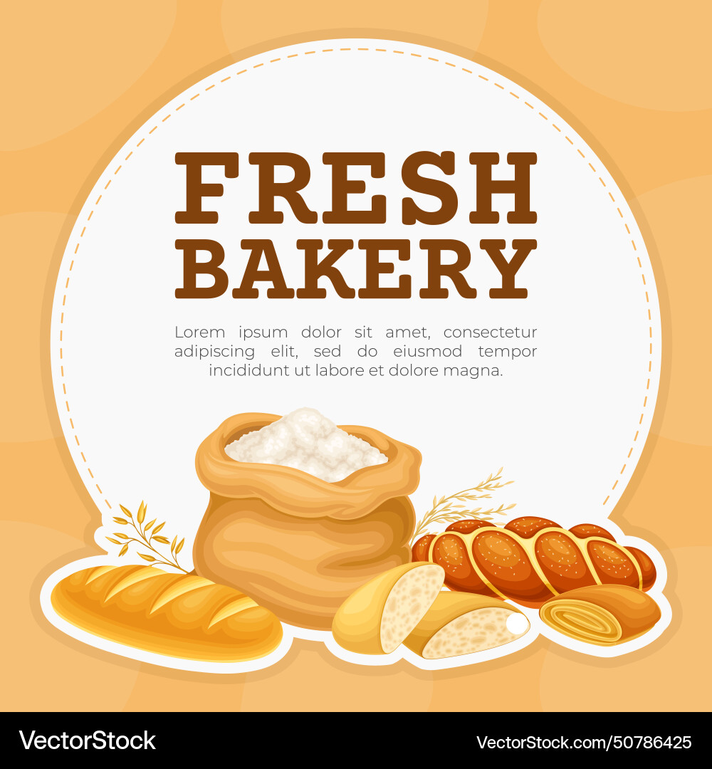 Fresh bakery banner design with baked pastry Vector Image