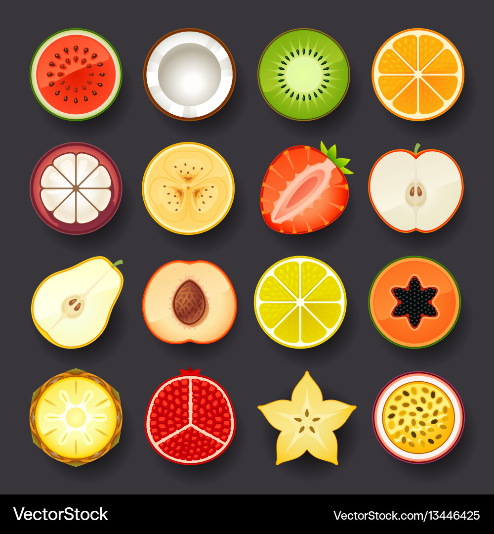 Fruit icon set Royalty Free Vector Image - VectorStock