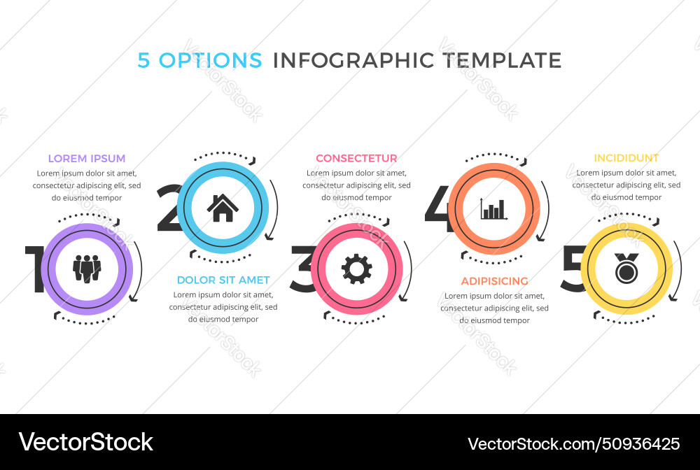Infographic template with 5 options Royalty Free Vector