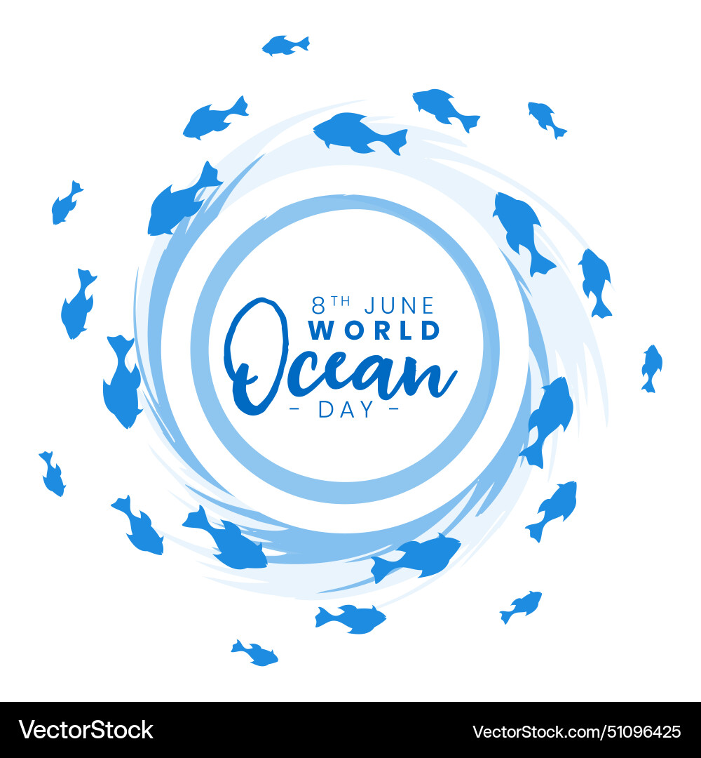International ocean day background with aquatic Vector Image