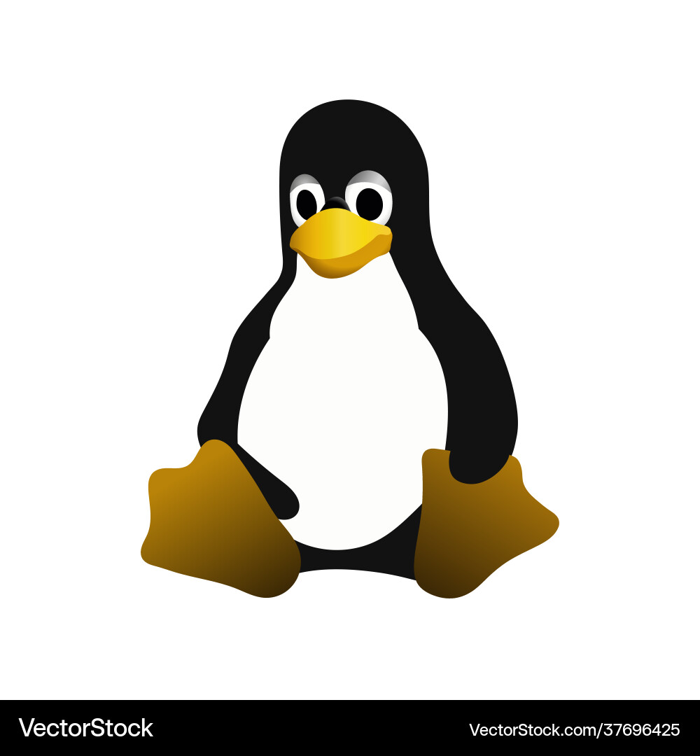 Linux emblem penguin tux Royalty Free Vector Image