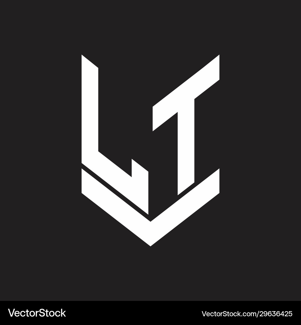 LT Monogram Logo - Shield Style Royalty Free Vector Image