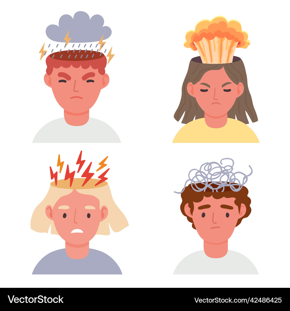 Negative thinking depression concepts man Vector Image