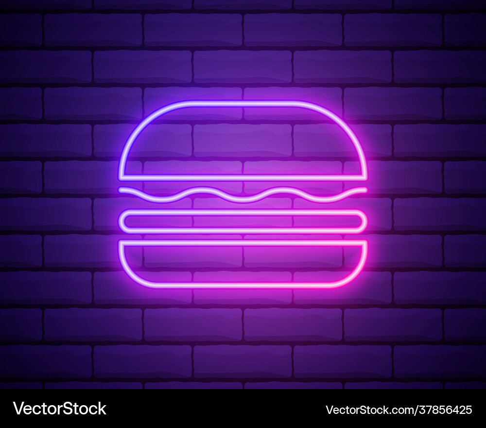Neon burger icon template line street fast food Vector Image