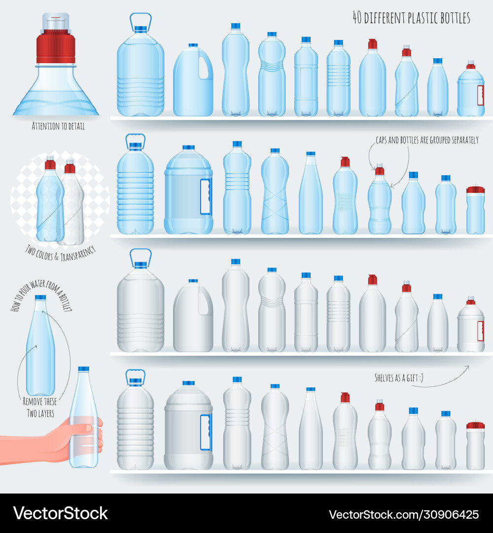 Plastics bottles set Royalty Free Vector Image