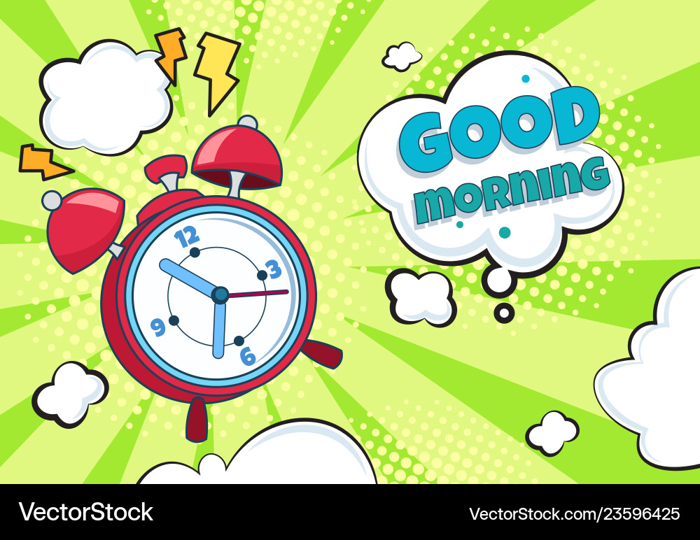 Pop art alarm clock cartoon retro time background Vector Image