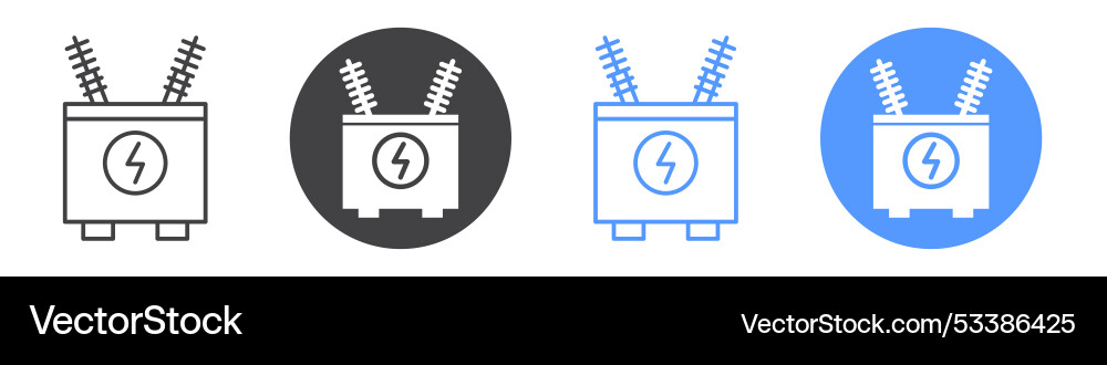 Transformer icon flat line symbol set Royalty Free Vector