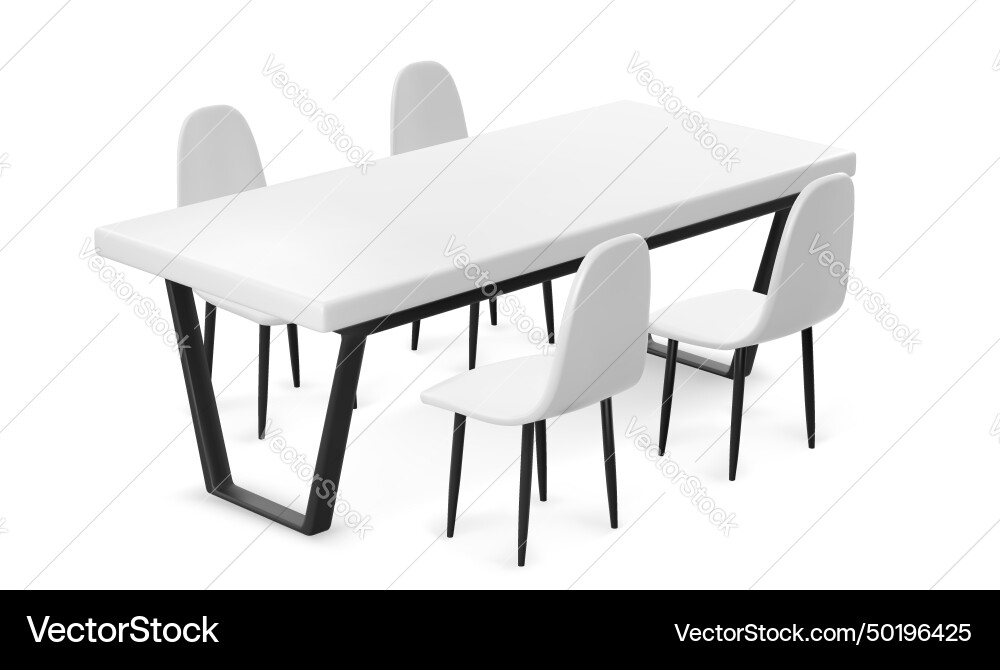 White 3d table and chairs isolated on background Vector Image