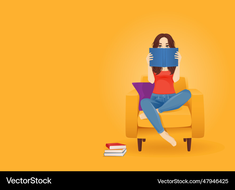 Woman reading book Royalty Free Vector Image - VectorStock