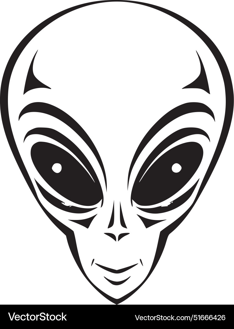 Alien - minimalist and flat logo Royalty Free Vector Image