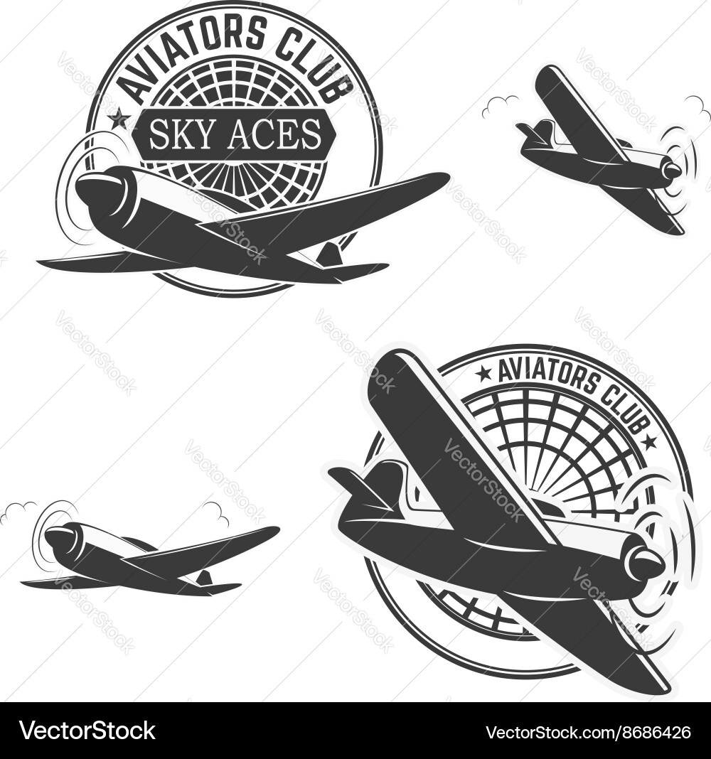 Aviator Club Labels & Emblems Royalty Free Vector Image