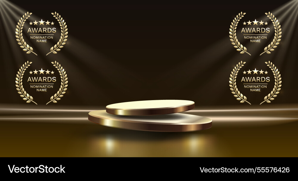 Award ceremony nomination name podium golden Vector Image