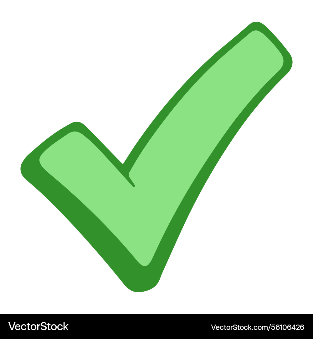 Cartoon green check mark symbol for confirmation Vector Image