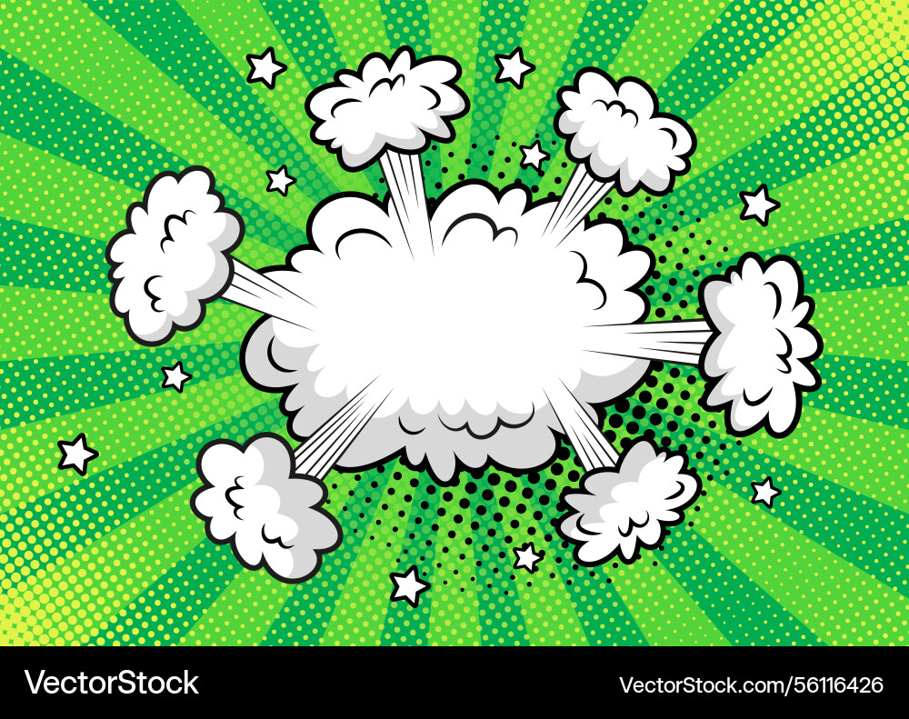 Comic background with speed clouds on green Vector Image