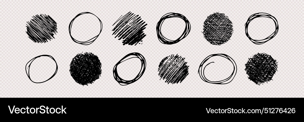Hand drawn scribble circles Royalty Free Vector Image