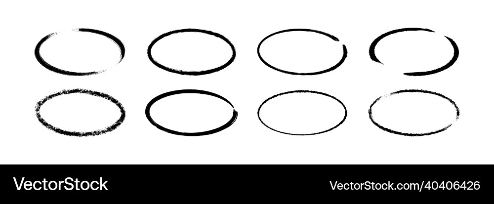 Ink oval frame grunge empty black boxes set Vector Image