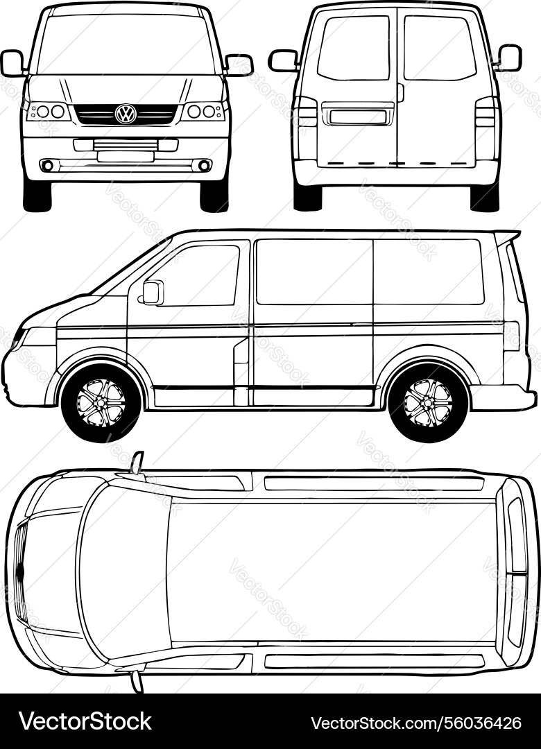 Multivan t5 2006 van bus - drawing 4 Royalty Free Vector