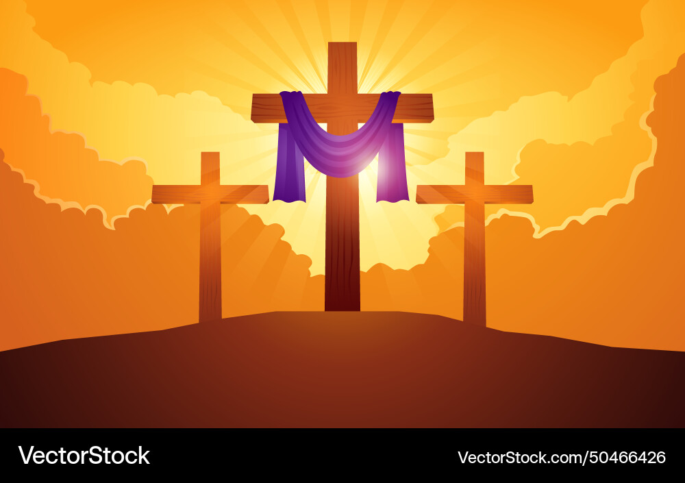 Religion cross purple robe light burst motion Vector Image