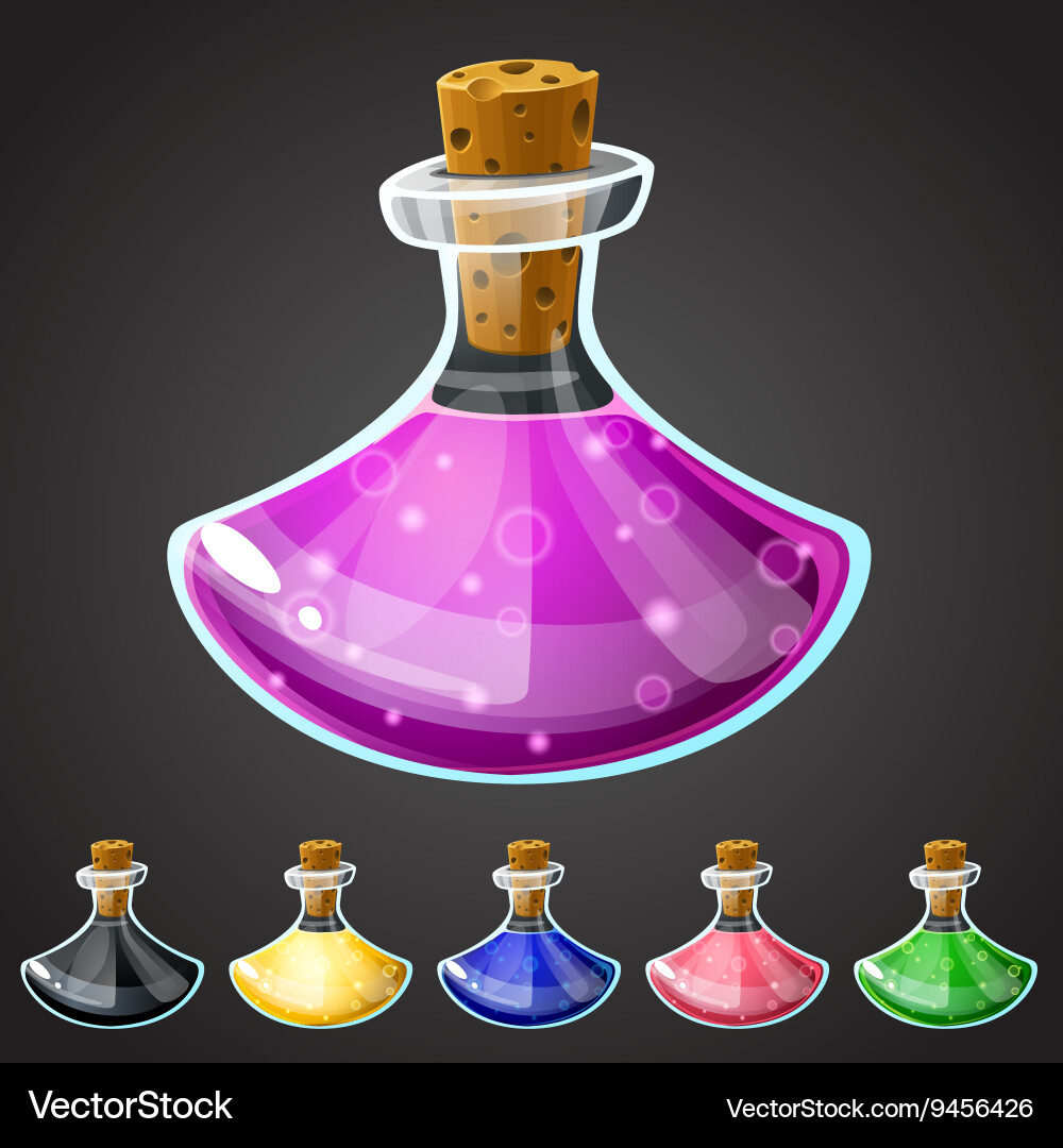 Set of cartoon potion bottle Royalty Free Vector Image